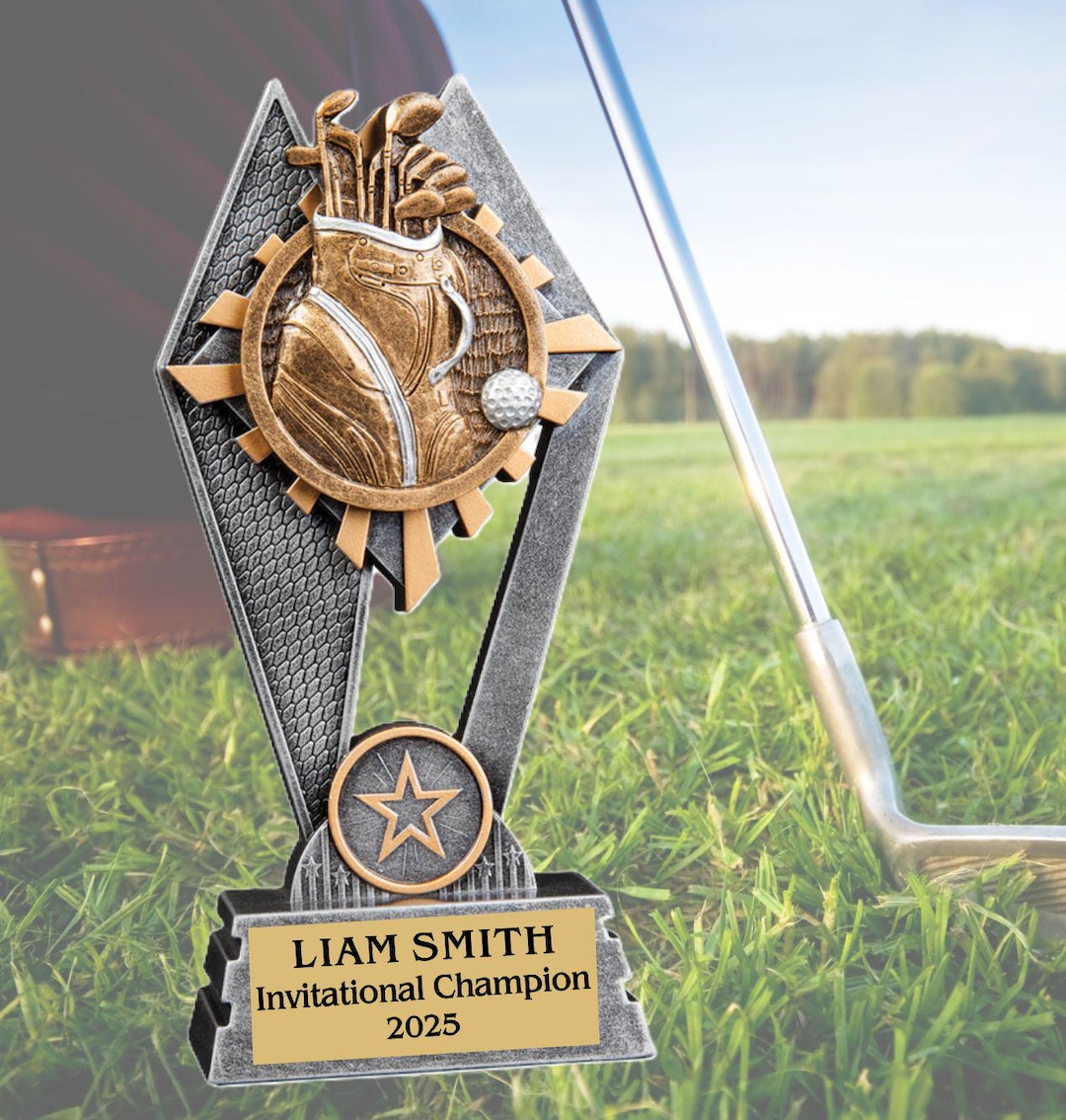 Golf Trophy Award With Engraved Plate for Team, Golf Award for Scramble ...