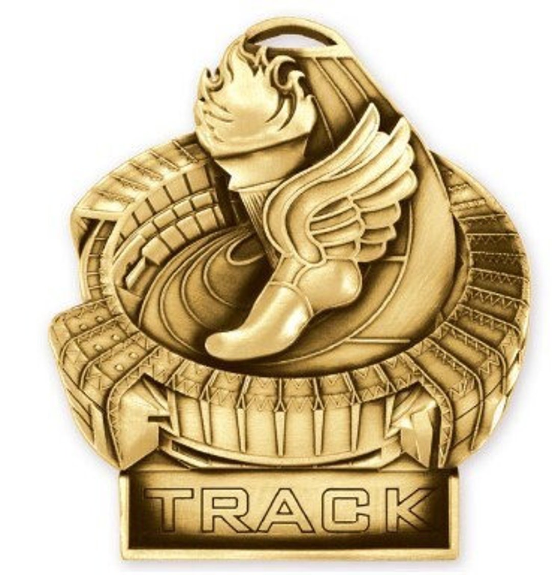 Track Award Medal With Neck Ribbon -standing Track Medal With Engraved ...