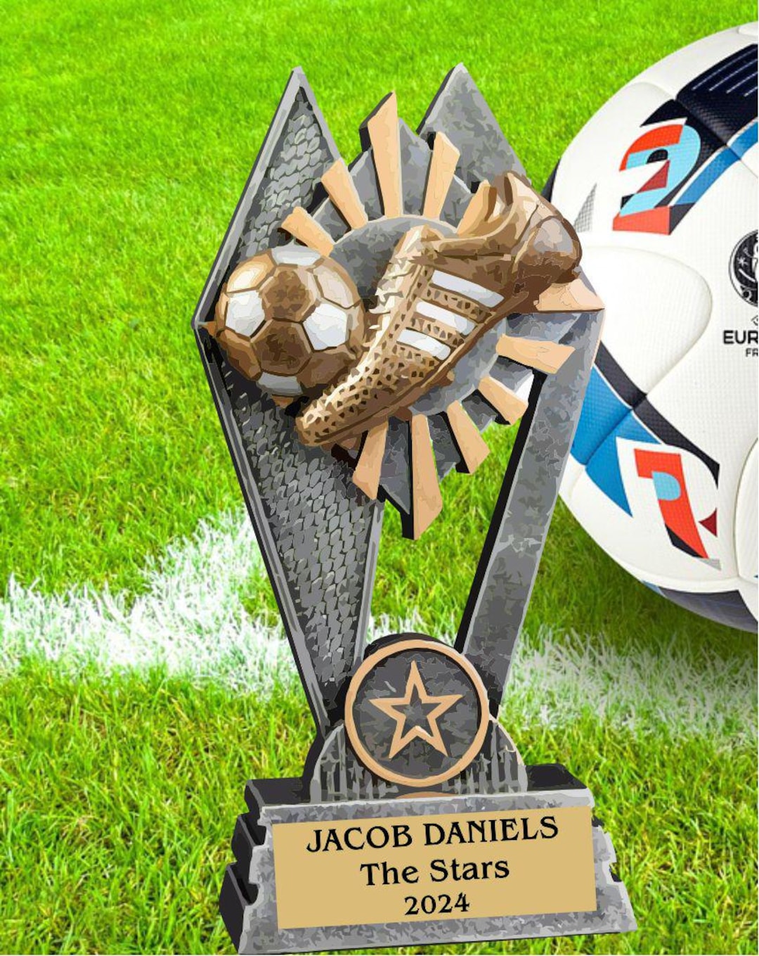 Soccer Trophy Resin Award With Engraved Plate -soccer Participation ...