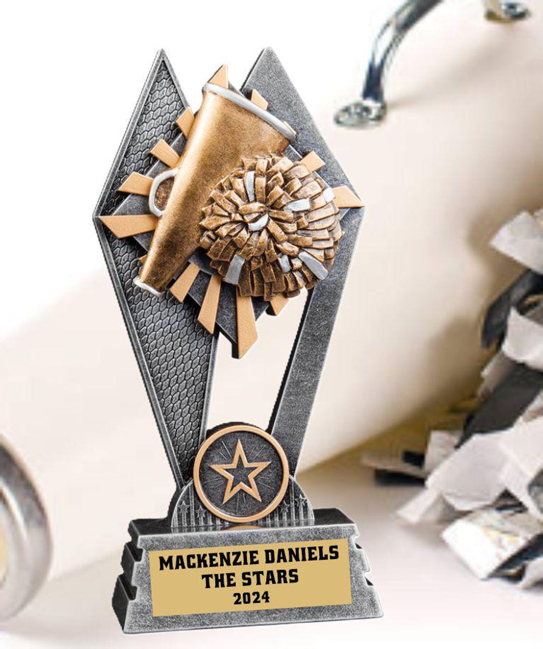 Cheerleading Trophy Resin Award With Engraved Plate - Cheerleader ...