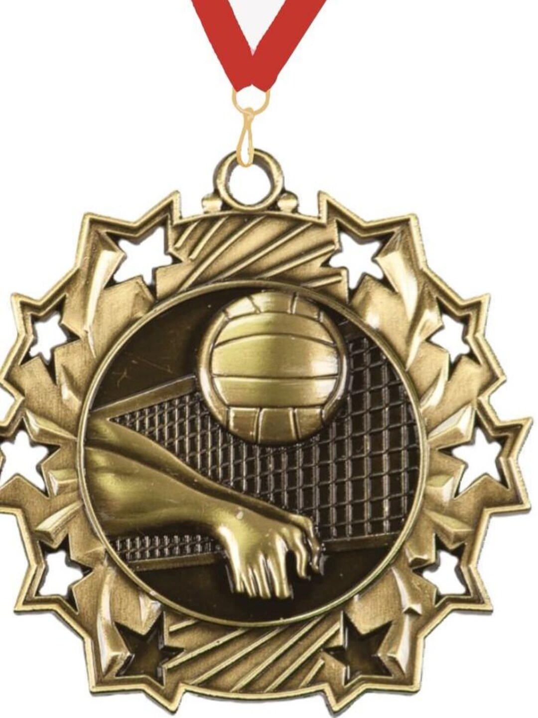 Volleyball Medal With Stars and Neck Ribbon - All Star Gold and Silver ...