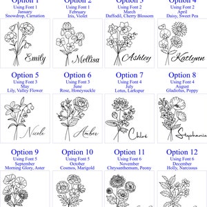 Custom Birth Flower Flask With Name, Personalized Bridesmaid Flask With ...