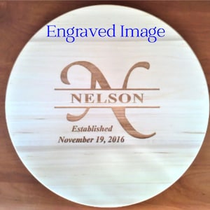 Wood Engraved Lazy Susan With Family Name , Engraved Personalized Turn ...