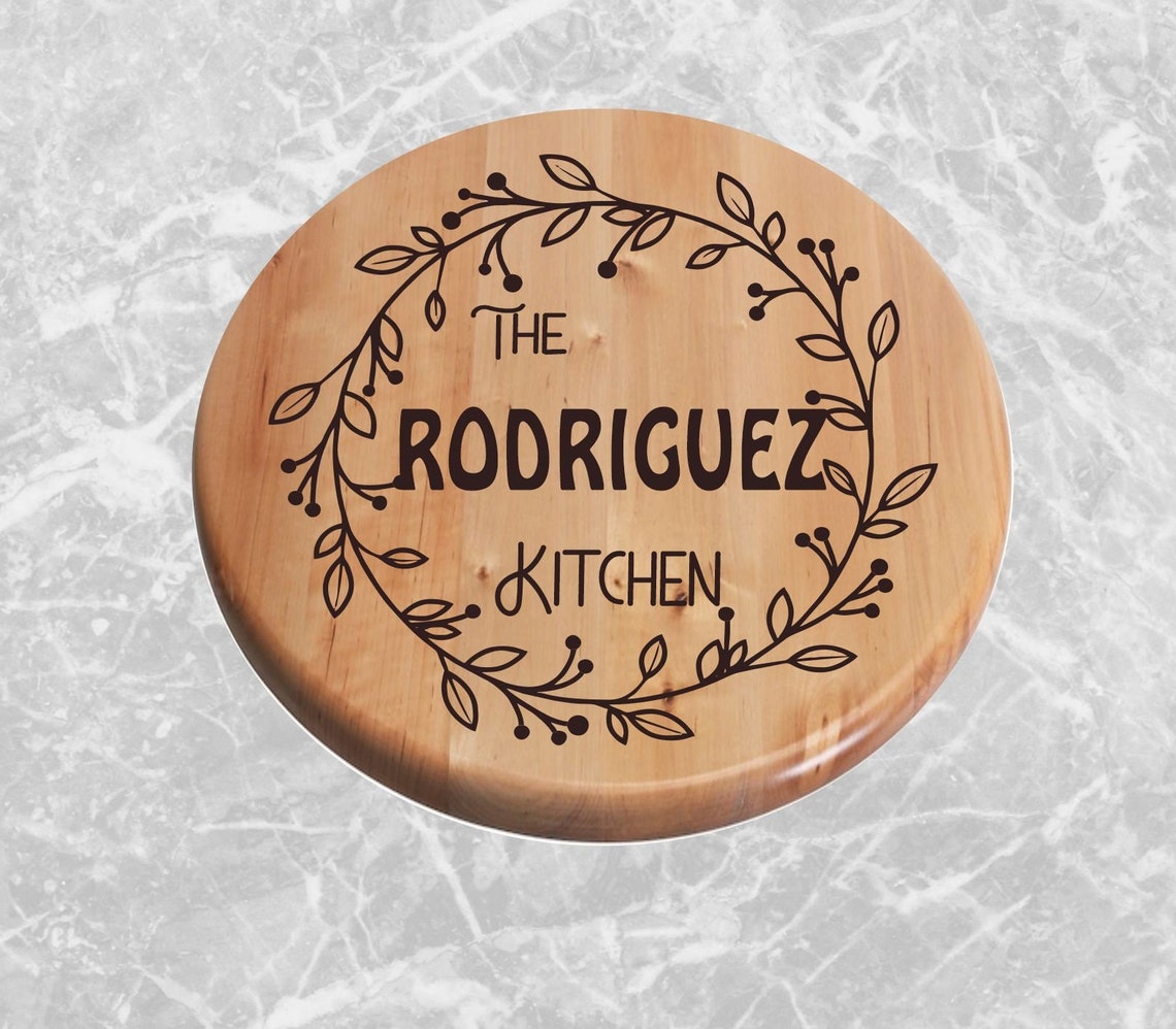 Wood Engraved Lazy Susan With Family Name Engraved - Etsy
