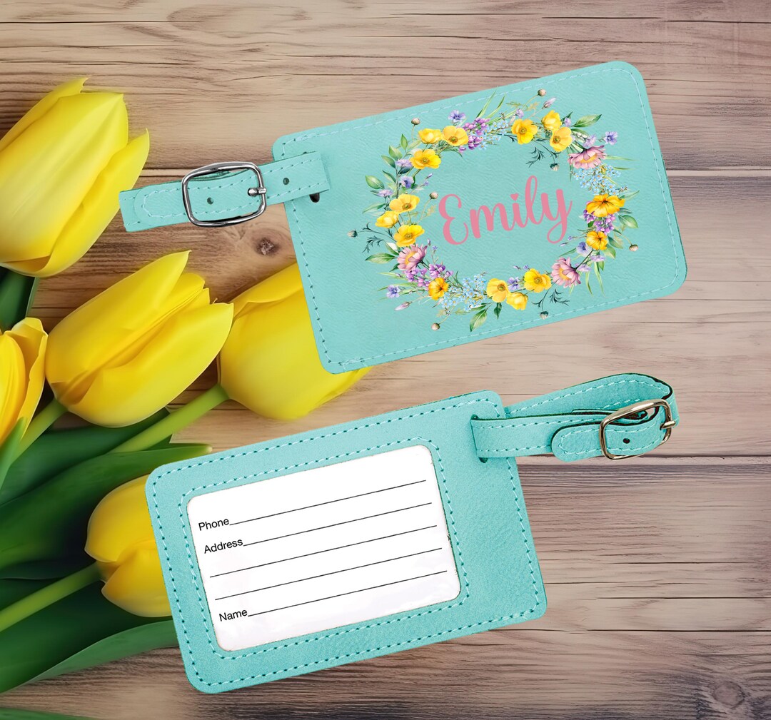 Personalized Luggage Tag - Beautiful Flowered Luggage Bag Tag - Unique ...