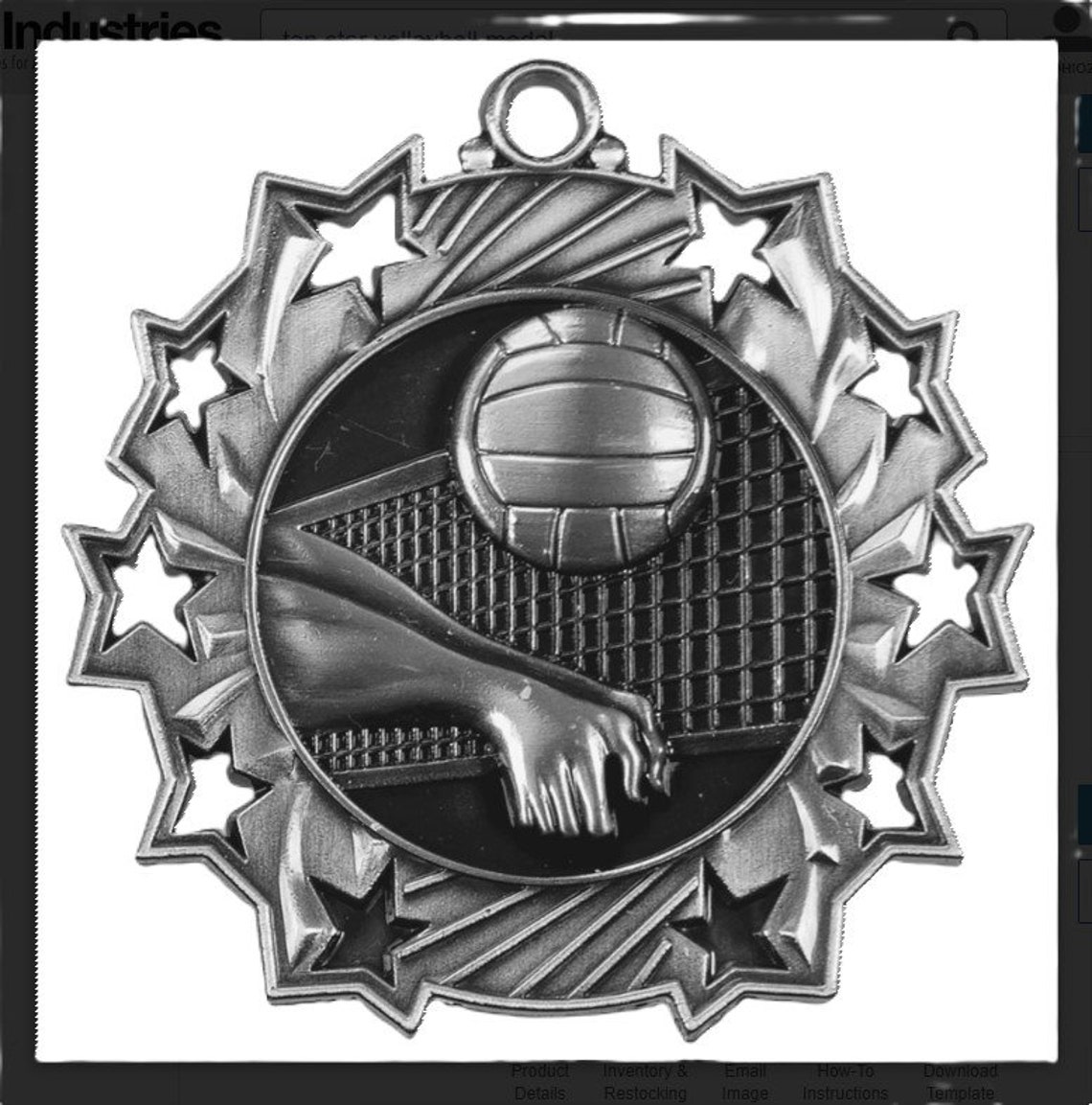 Volleyball Medal With Stars and Neck Ribbon - All Star Gold and Silver ...
