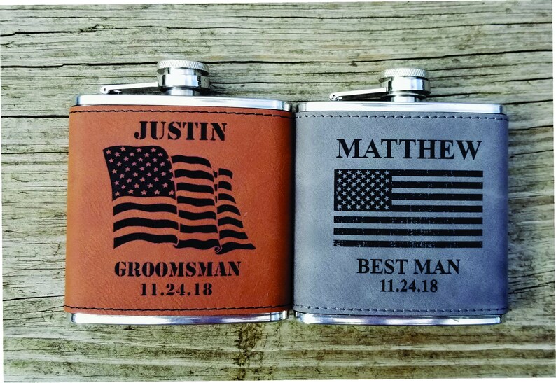 Custom Flag Flask for Groomsmen Patriotic Personalized Flask - Etsy
