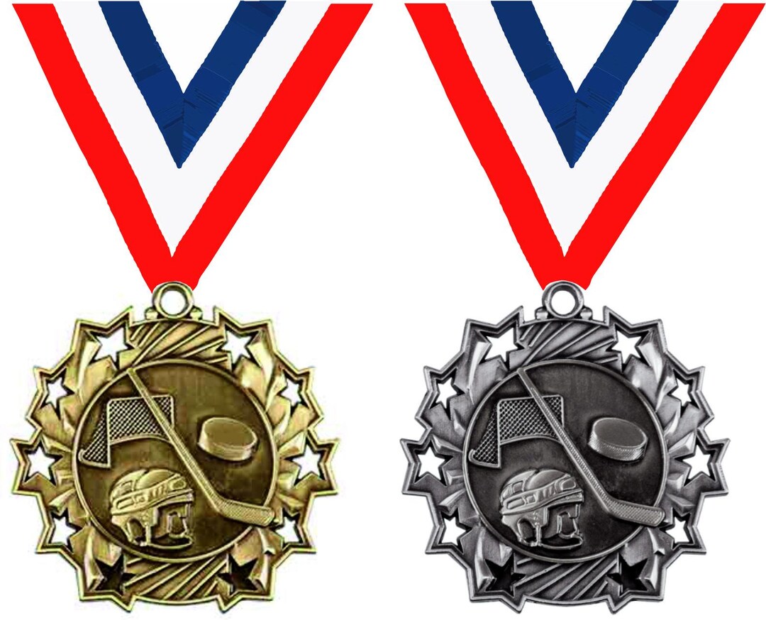 Hockey Medal With Neck Ribbon and Engraving -gold and Silver Hockey ...