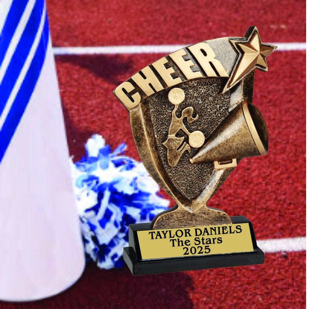 Cheerleading Resin Trophy Award With Engraved Plate -cheerleader Participation Award - Cheer ...