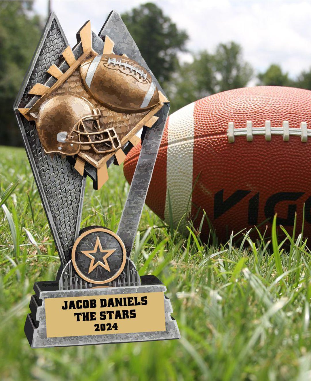 Football Trophy Resin Award With Engraved Plate -football Participation ...