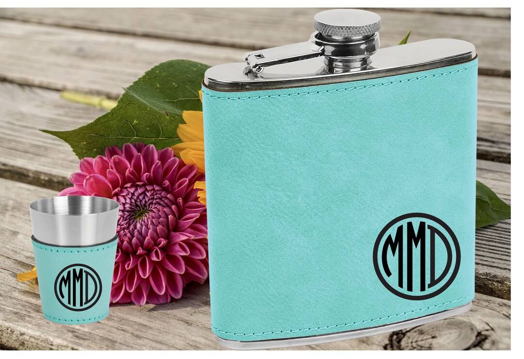 Monogram Flask and Shot Glass Set, Engraved Bridesmaids Gift Set ...