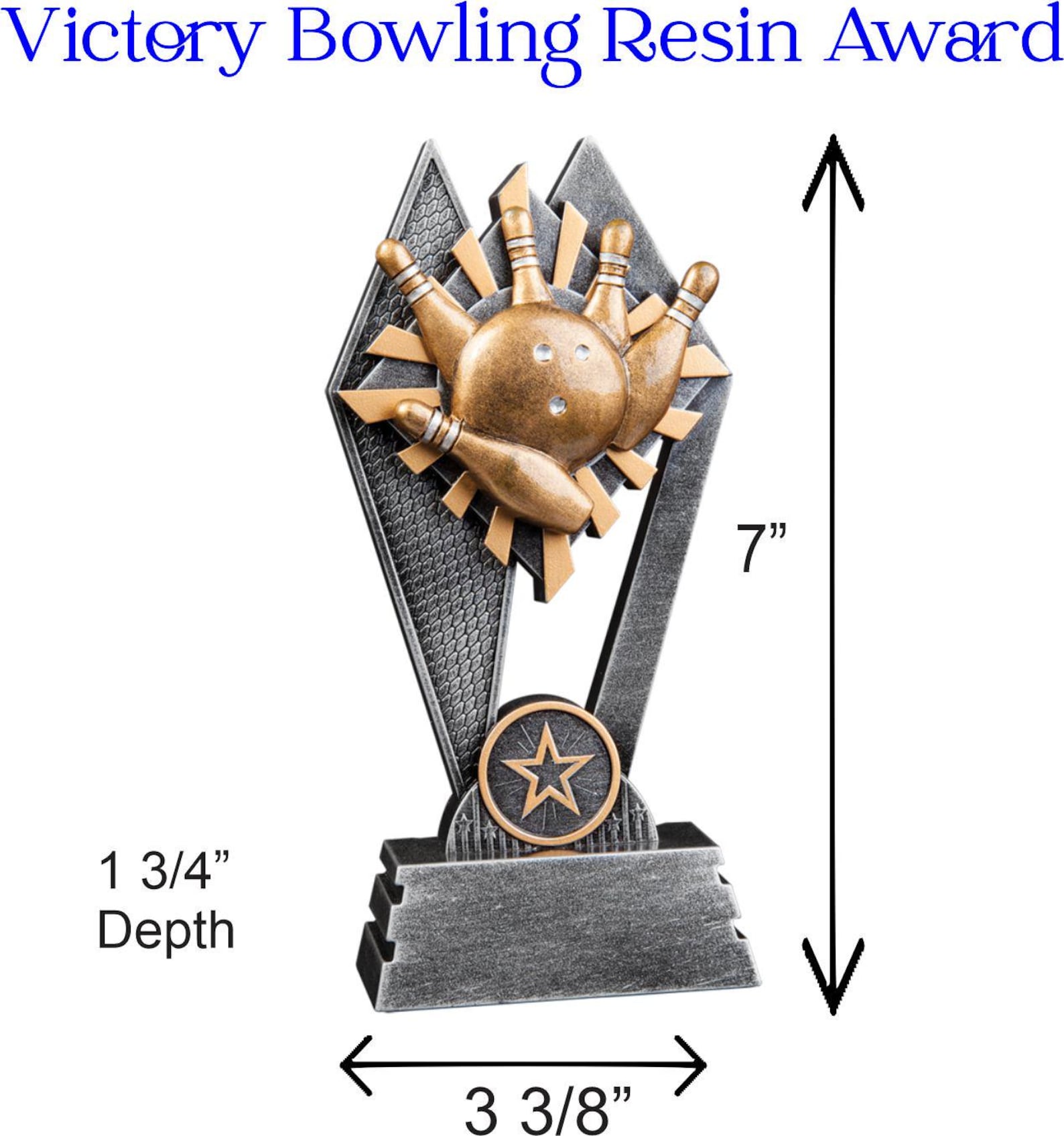 Bowling Trophy Resin Award With Engraved Plate -bowling Tournament ...