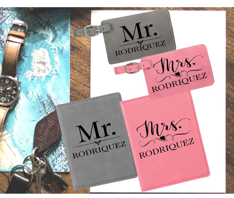 Mr and Mrs Personalized Luggage Tag and Passport Cover for - Etsy