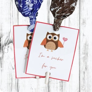 Printable Owl Lollipop Valentine Tags (PDF Pattern) - Etsy