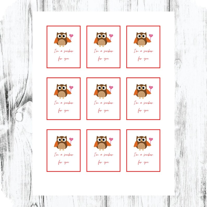 Printable Owl Lollipop Valentine Tags (PDF Pattern) - Etsy