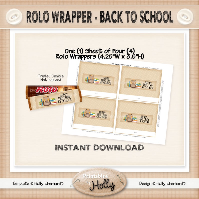 Rolo Wrapper BACK to SCHOOL Instant Download Printable - Etsy