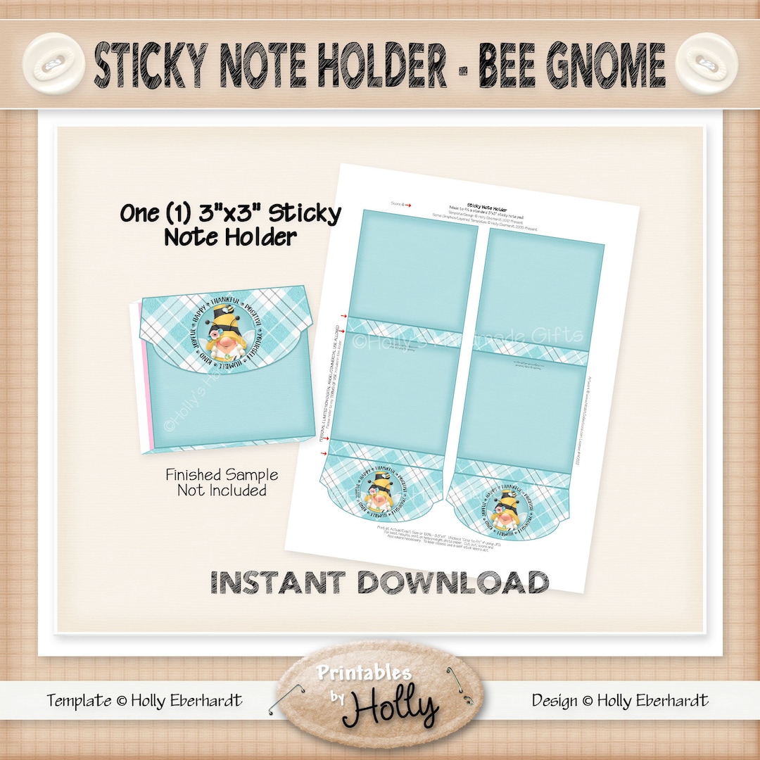 Sticky Note Holder - BEE GNOME - Instant Download Printable ...