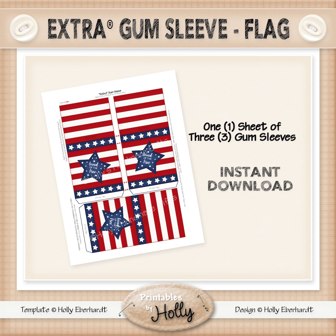 Extra® Gum Sleeve - FLAG - Americana - Instant Download Printable ...