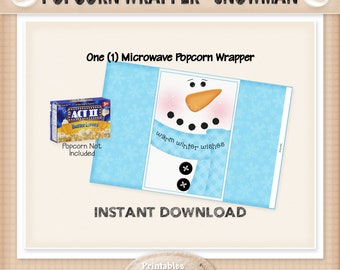 Snowman Popcorn Wrapper - Etsy
