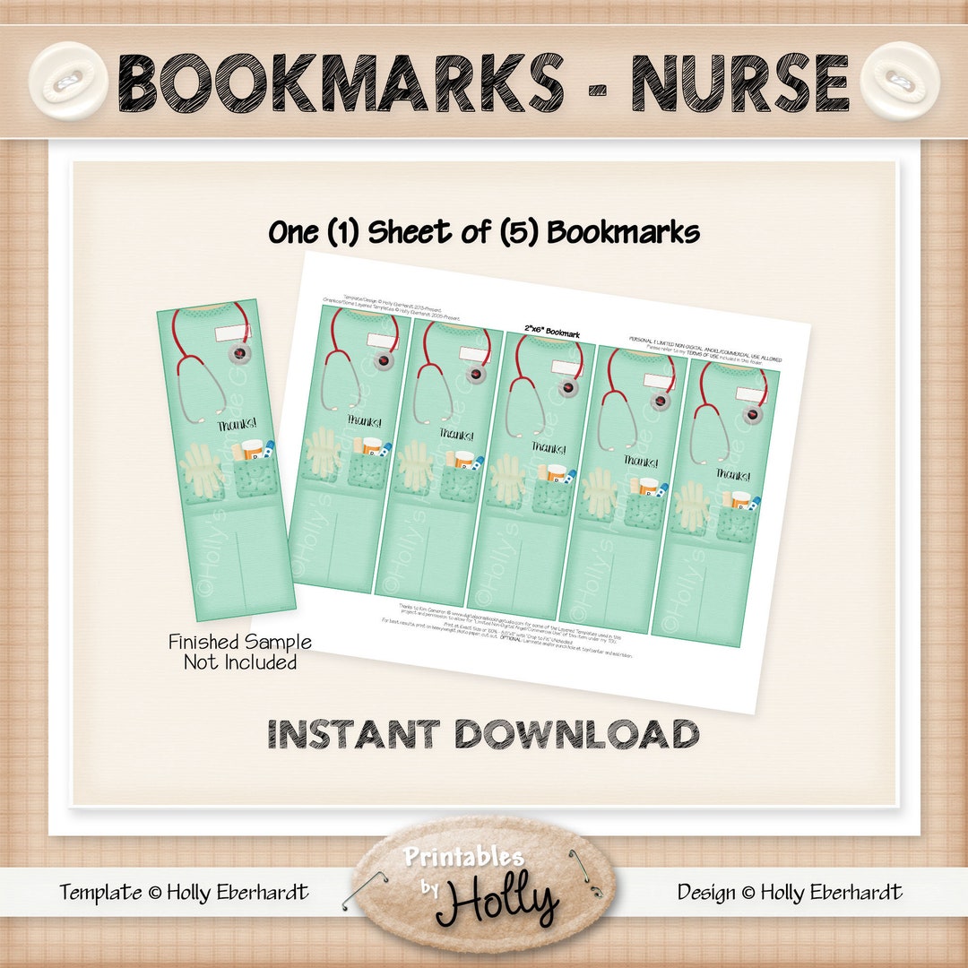 Bookmarks - NURSE - Instant Download Printable - Beginner Project ...