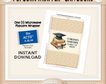 Microwave Popcorn Wrapper - OWL - Graduation - Instant Download ...