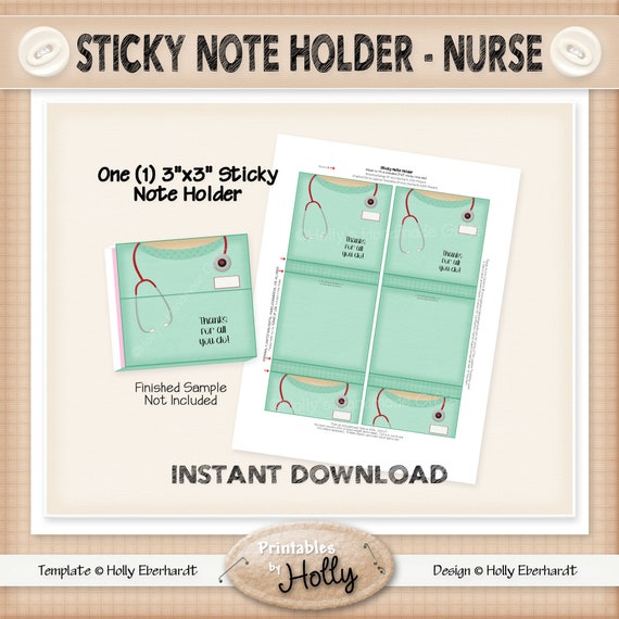 Sticky Note Holder NURSE Thanks Instant Download | Etsy