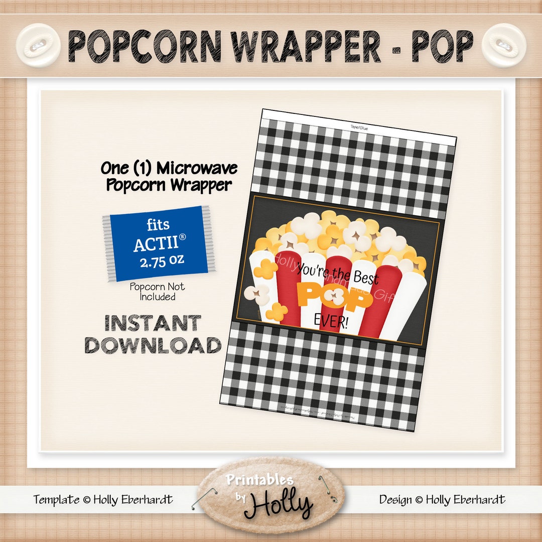 Microwave Popcorn Wrapper - POP - Birthday - Father's Day - Instant ...