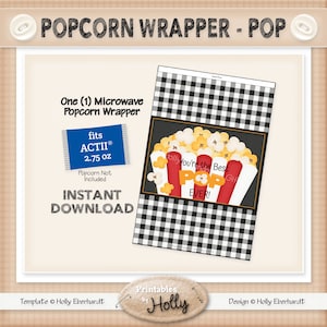 Microwave Popcorn Wrapper - POP - Birthday - Father's Day - Instant ...