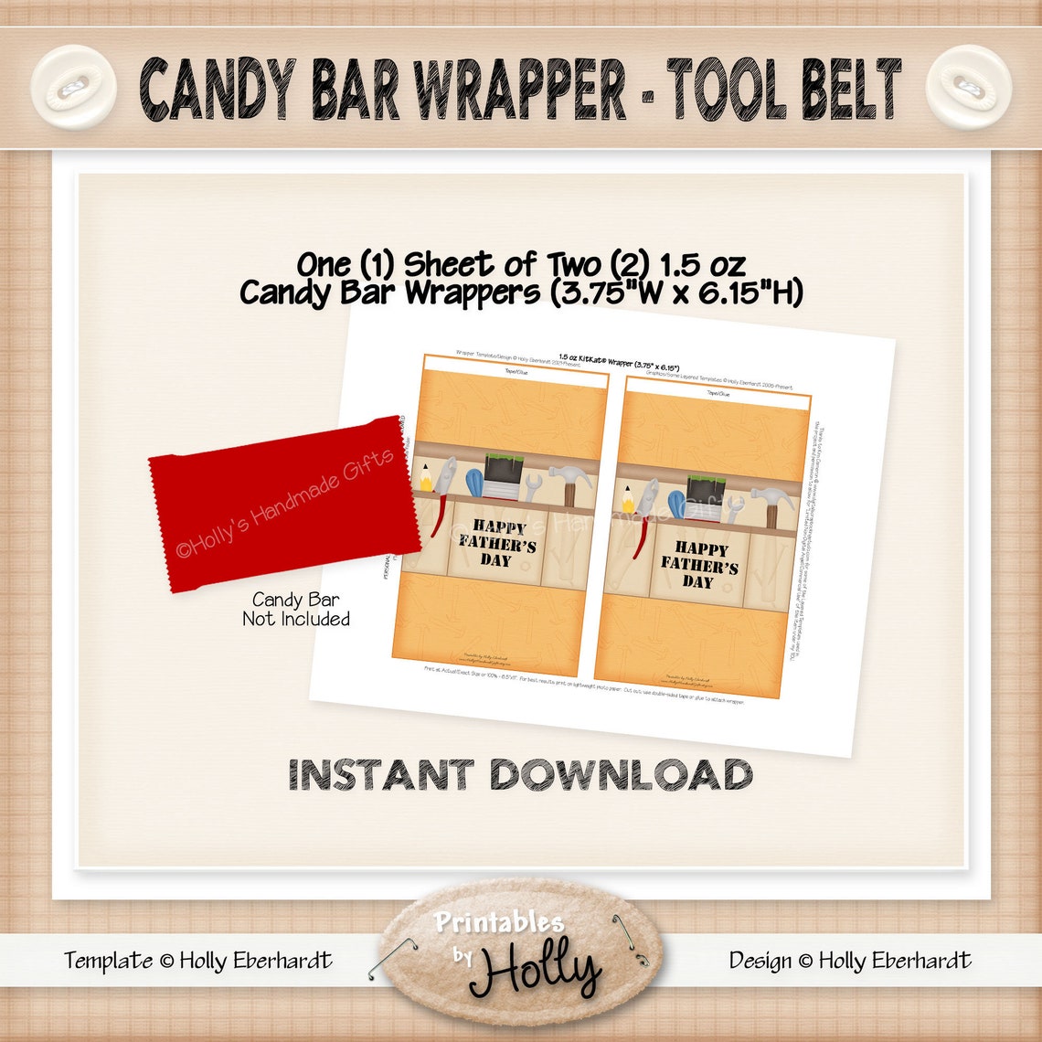 Candy Bar Wrapper - TOOL BELT - Father's Day - Instant Download ...