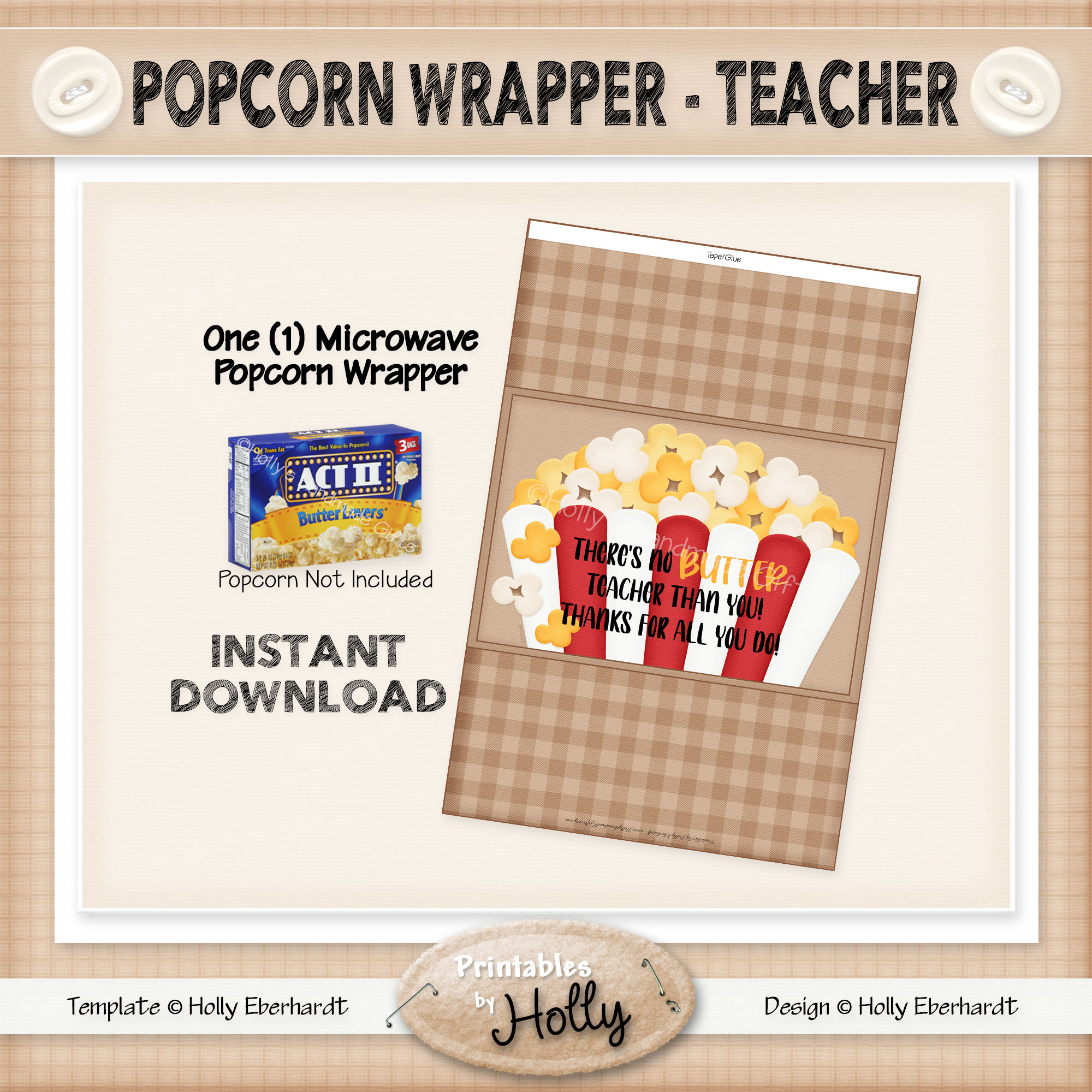 Microwave Popcorn Wrappers Printable