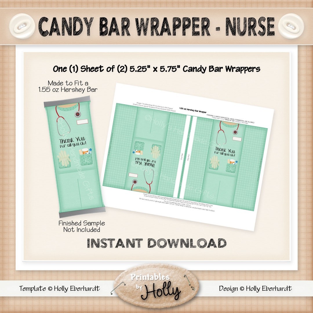 Candy Bar Wrapper NURSE Instant Download Printable - Etsy