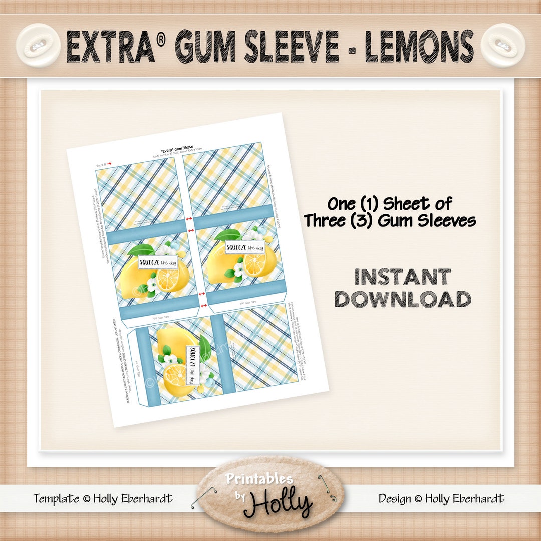 EXTRA® Gum Sleeve - LEMONS - Instant Download Printable - Experienced ...