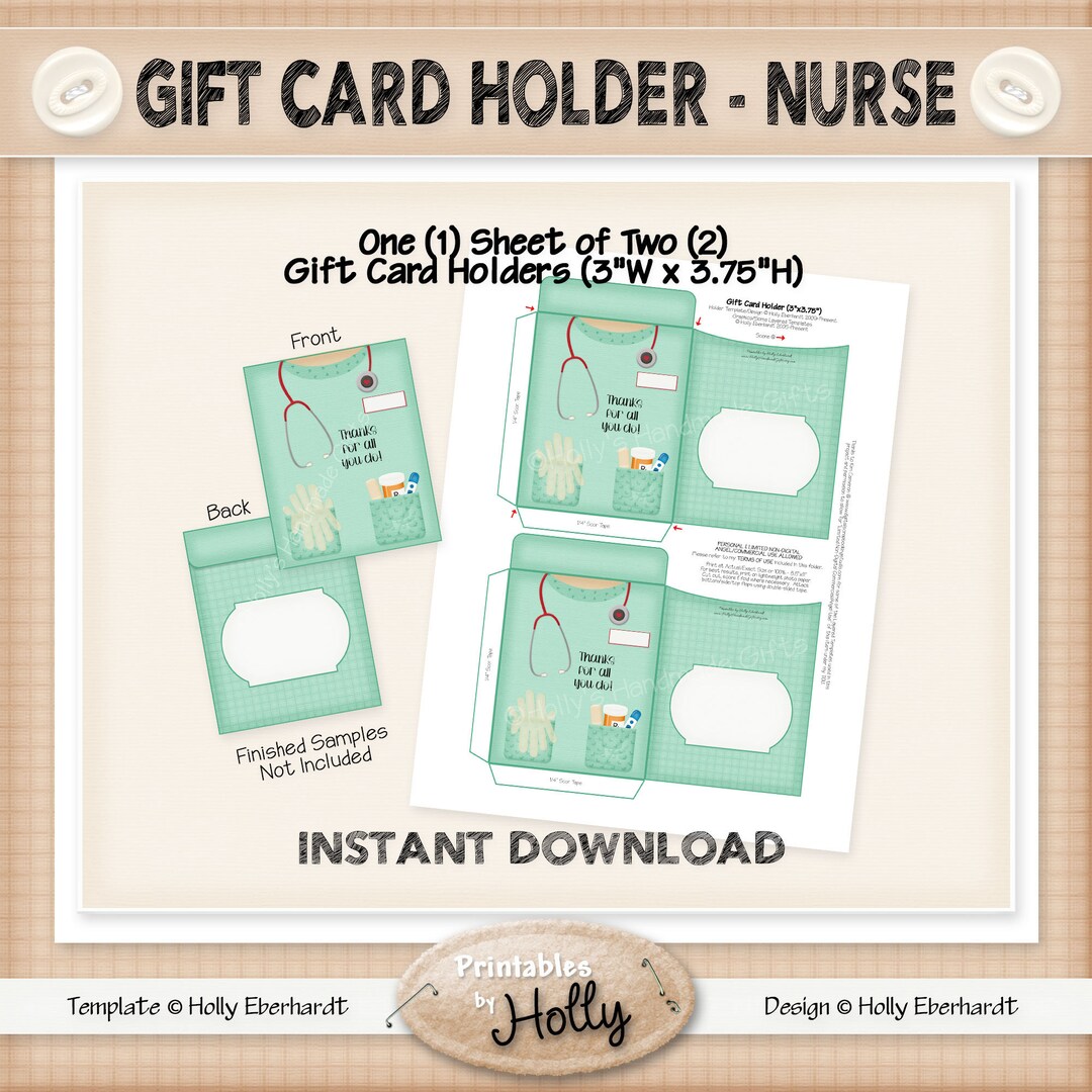 Gift Card Holder - NURSE - Instant Download Printable - Experienced ...