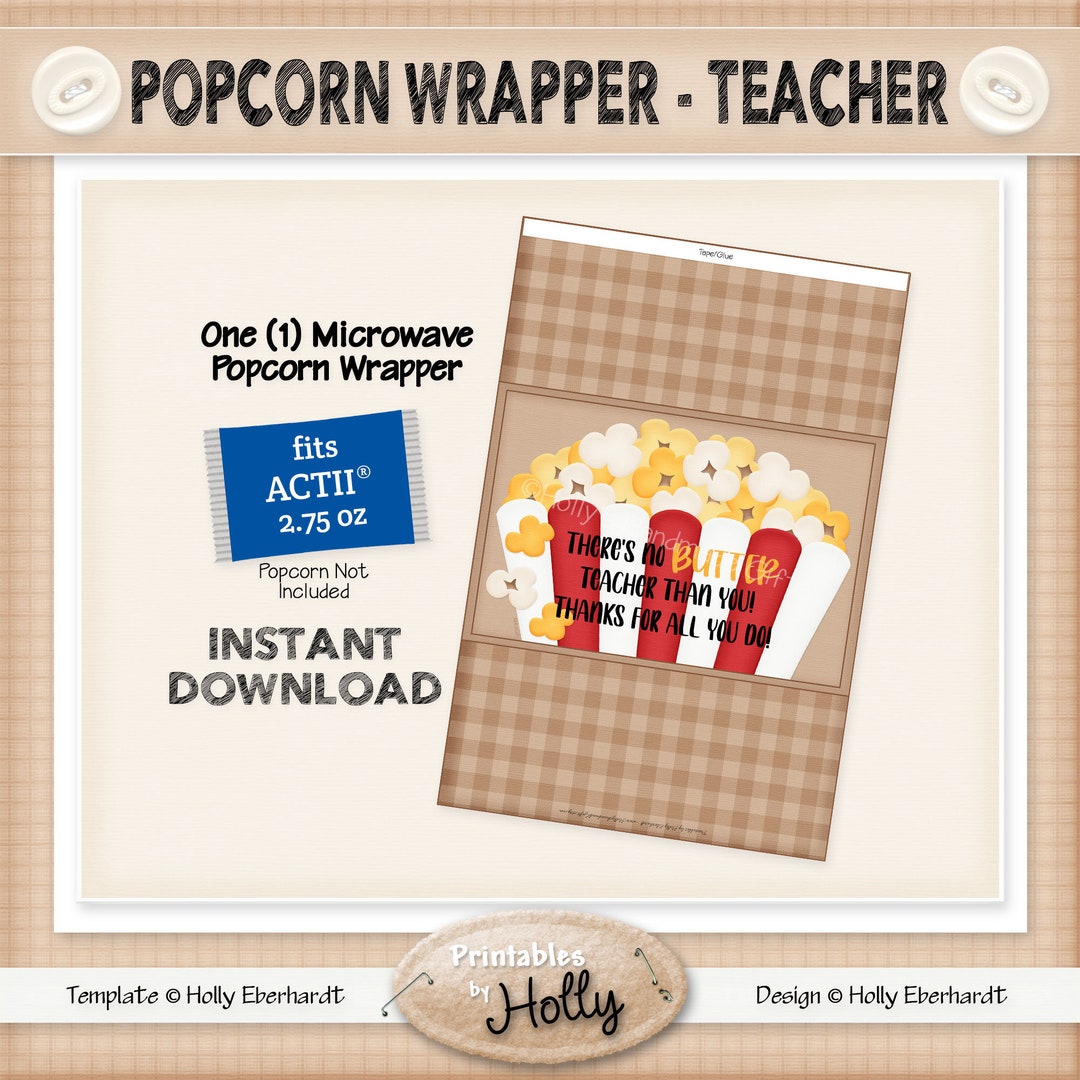 Microwave Popcorn Wrapper - TEACHER - School - Instant Download ...