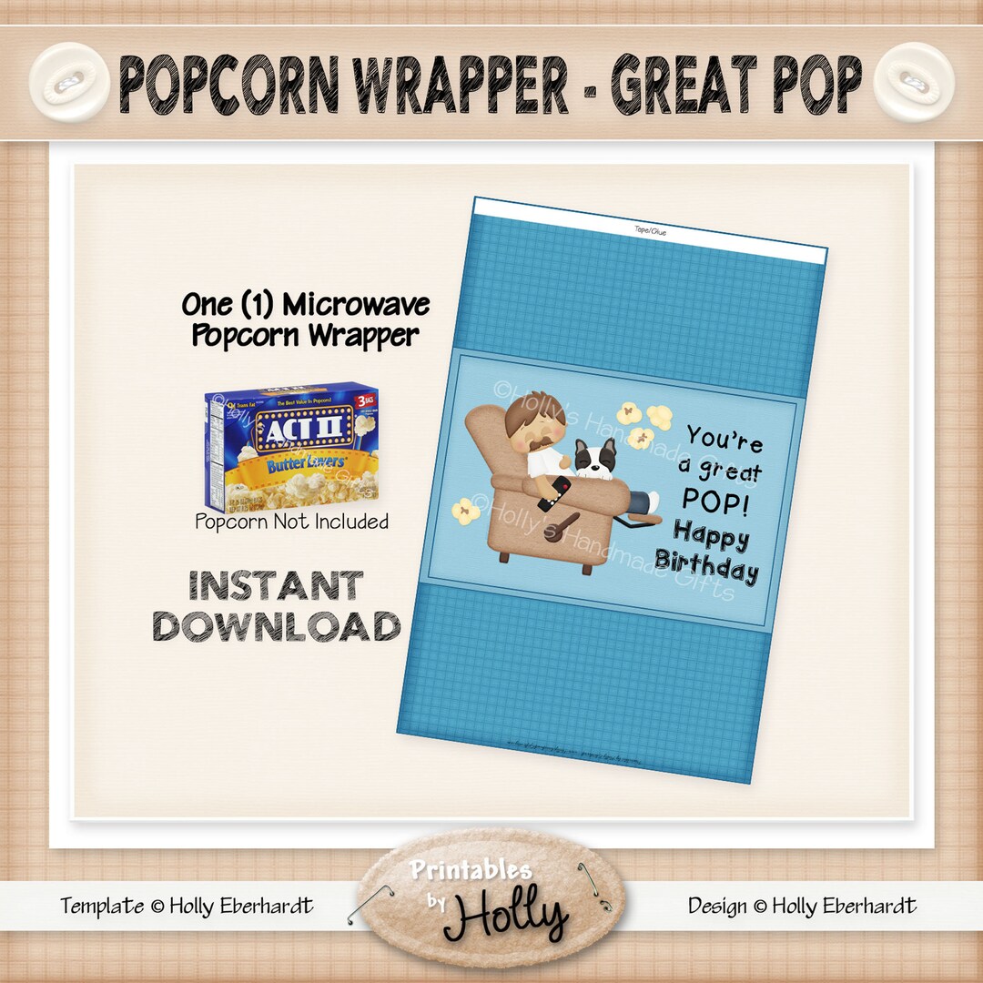 Microwave Popcorn Wrapper GREAT POP Birthday Instant - Etsy