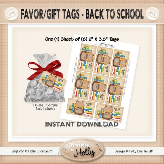 Favor/gift Tags BACK to SCHOOL Instant Download Printable - Etsy