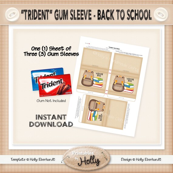 TRIDENT Gum Sleeve BACK to School Instant Download - Etsy