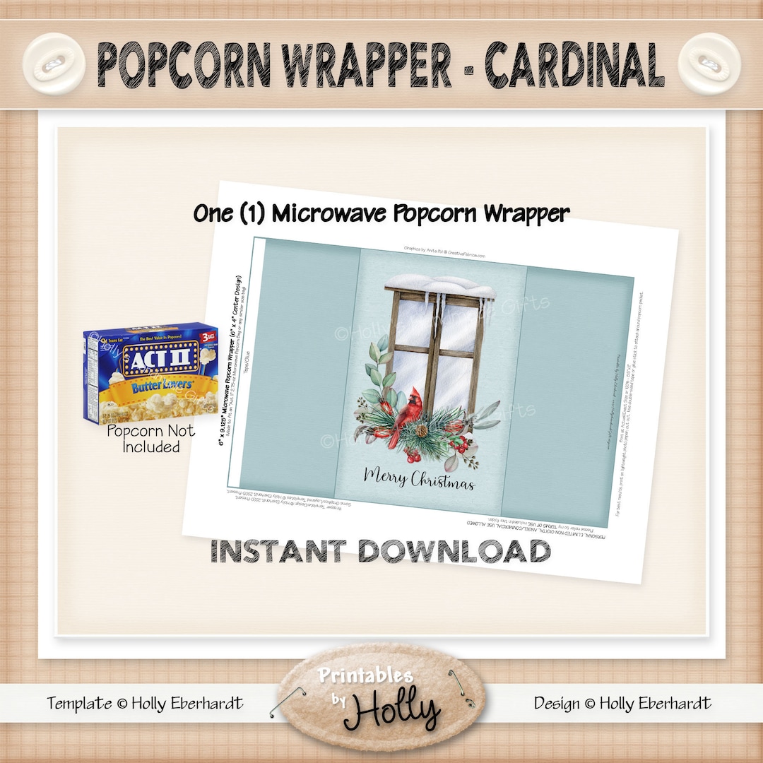 Microwave Popcorn Wrapper CARDINAL Christmas Instant - Etsy