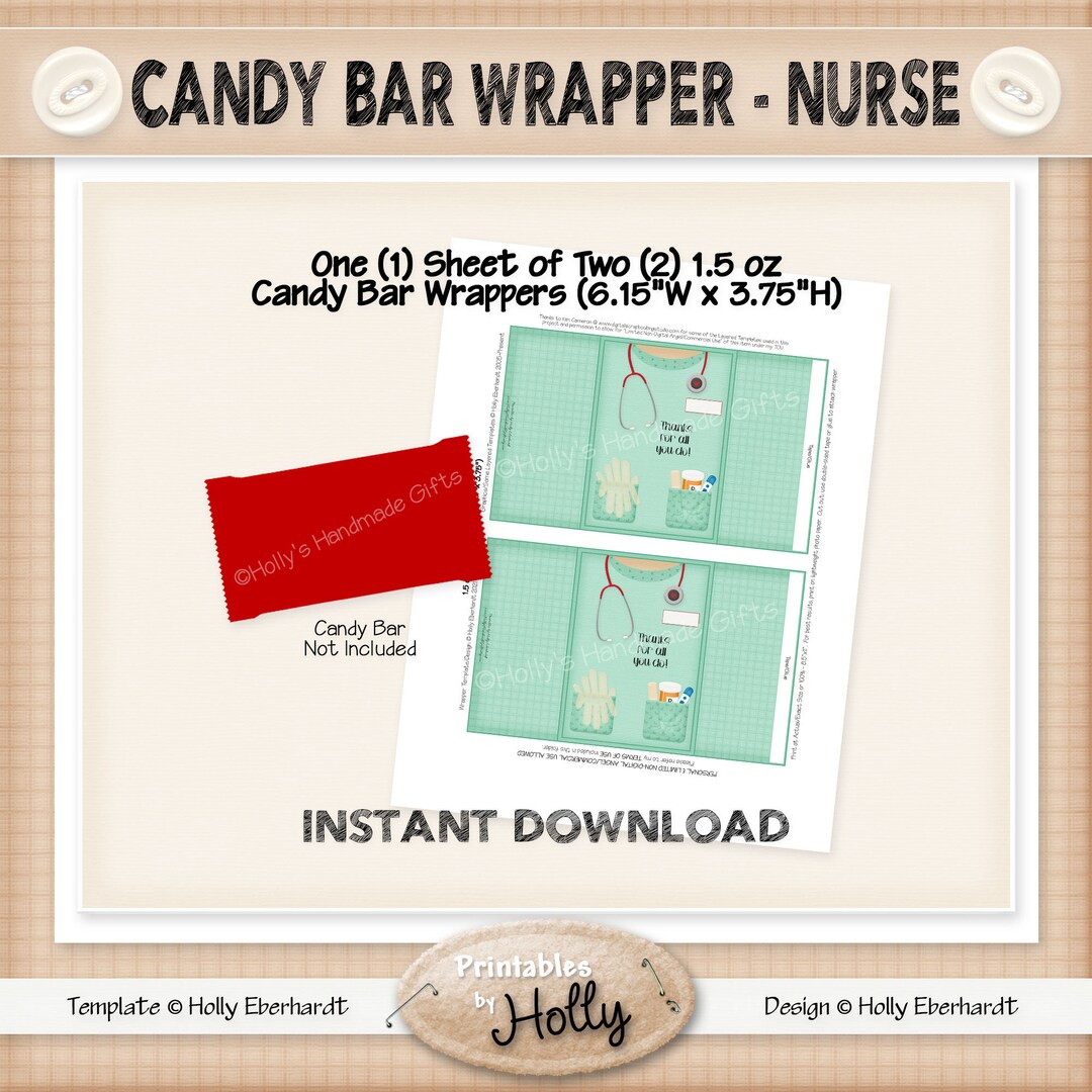 Candy Bar Wrapper - NURSE - Instant Download Printable - Beginner ...