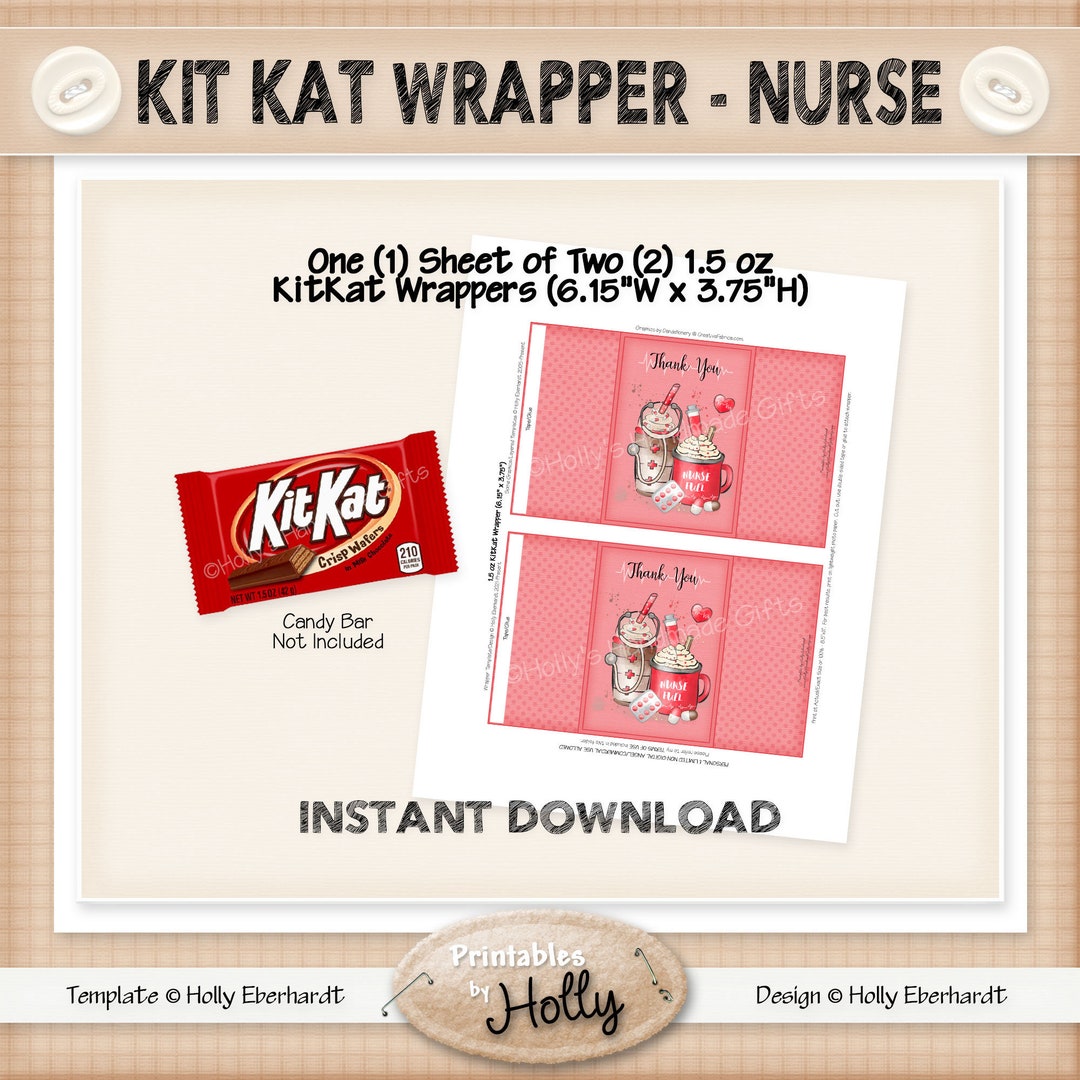Kitkat Wrapper NURSE Instant Download Printable Beginner Project HEBER ...