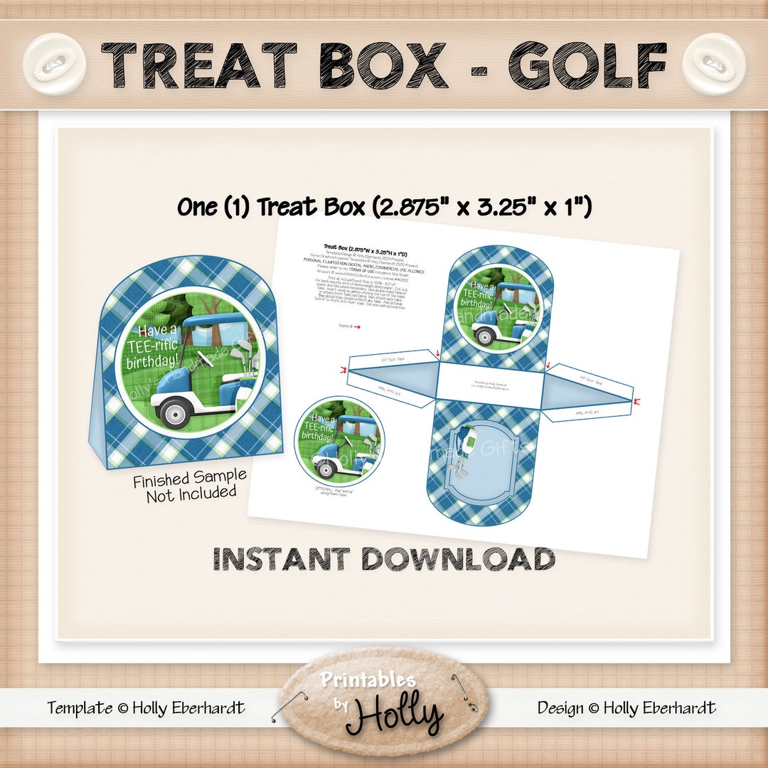 Treat Box - GOLF - Birthday - Instant Download Printable - Intermediate ...