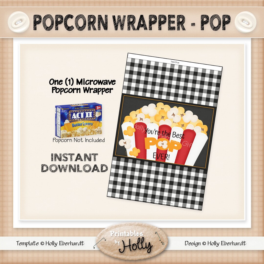 Microwave Popcorn Wrapper POP Birthday Father's Day - Etsy