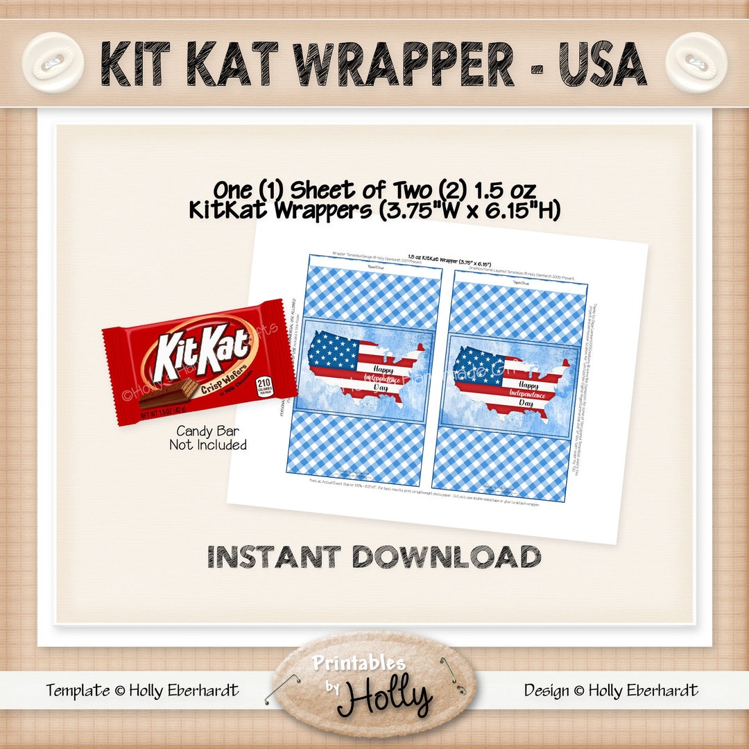 Kitkat Wrapper USA Americana Instant Download Printable Beginner ...