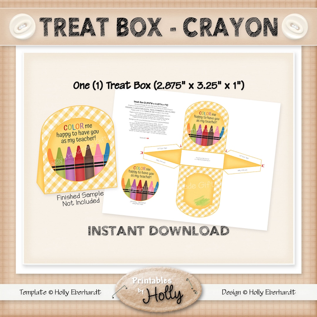 Treat Box - CRAYON - Teacher - Instant Download Printable ...