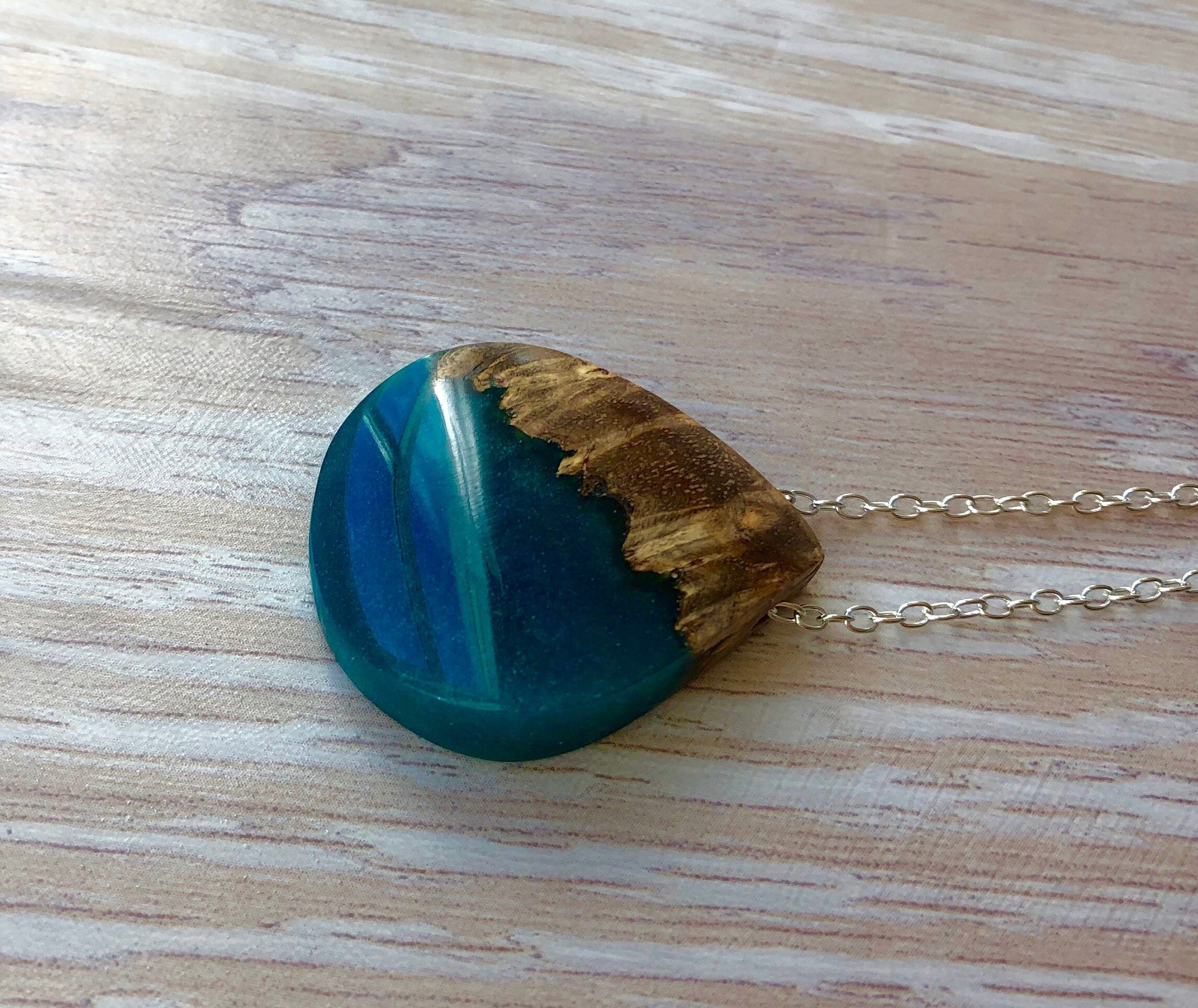 Burl Wood and Clear Blue Resin