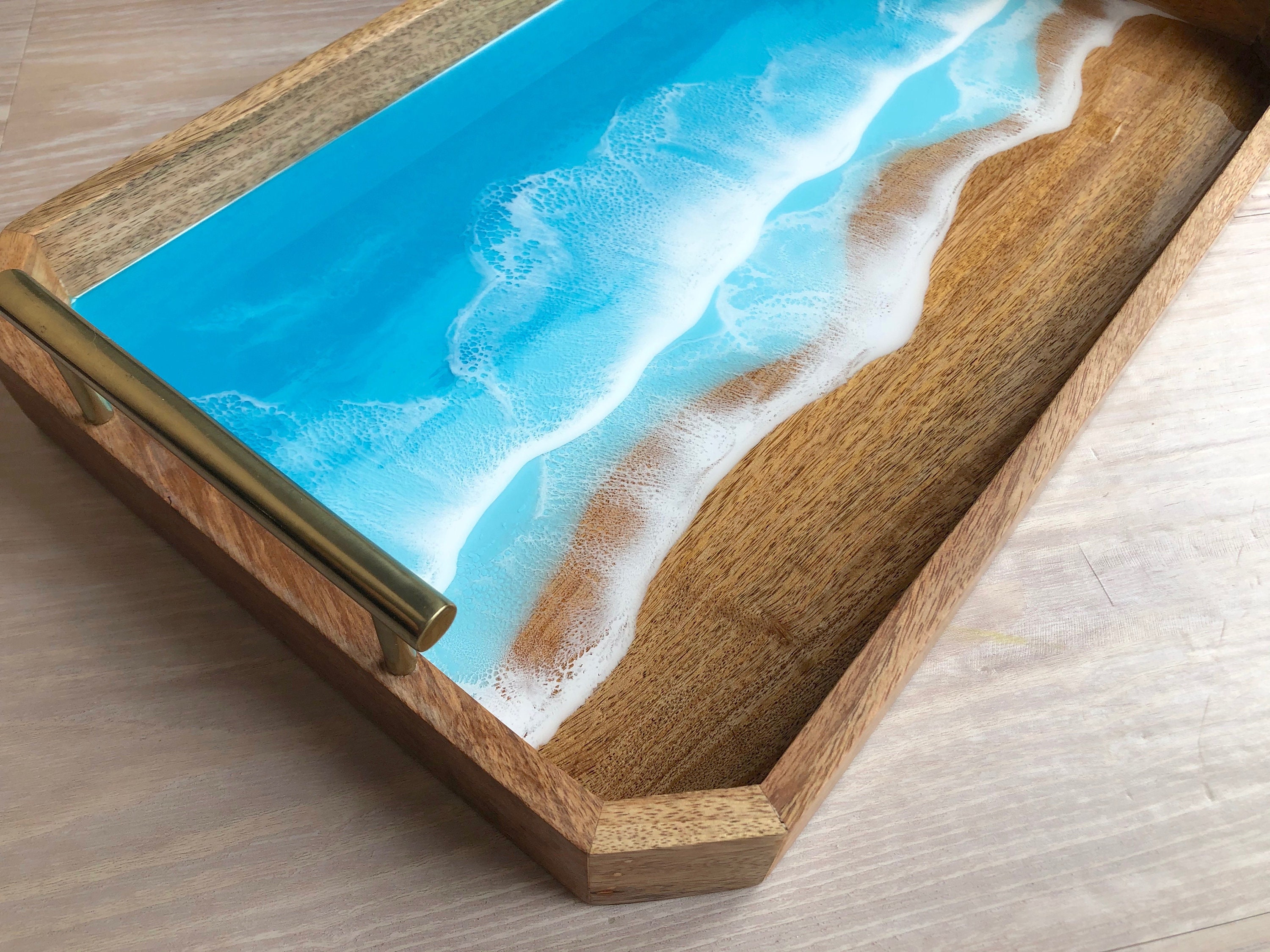 Decorative Mango Wood and Resin Tray
