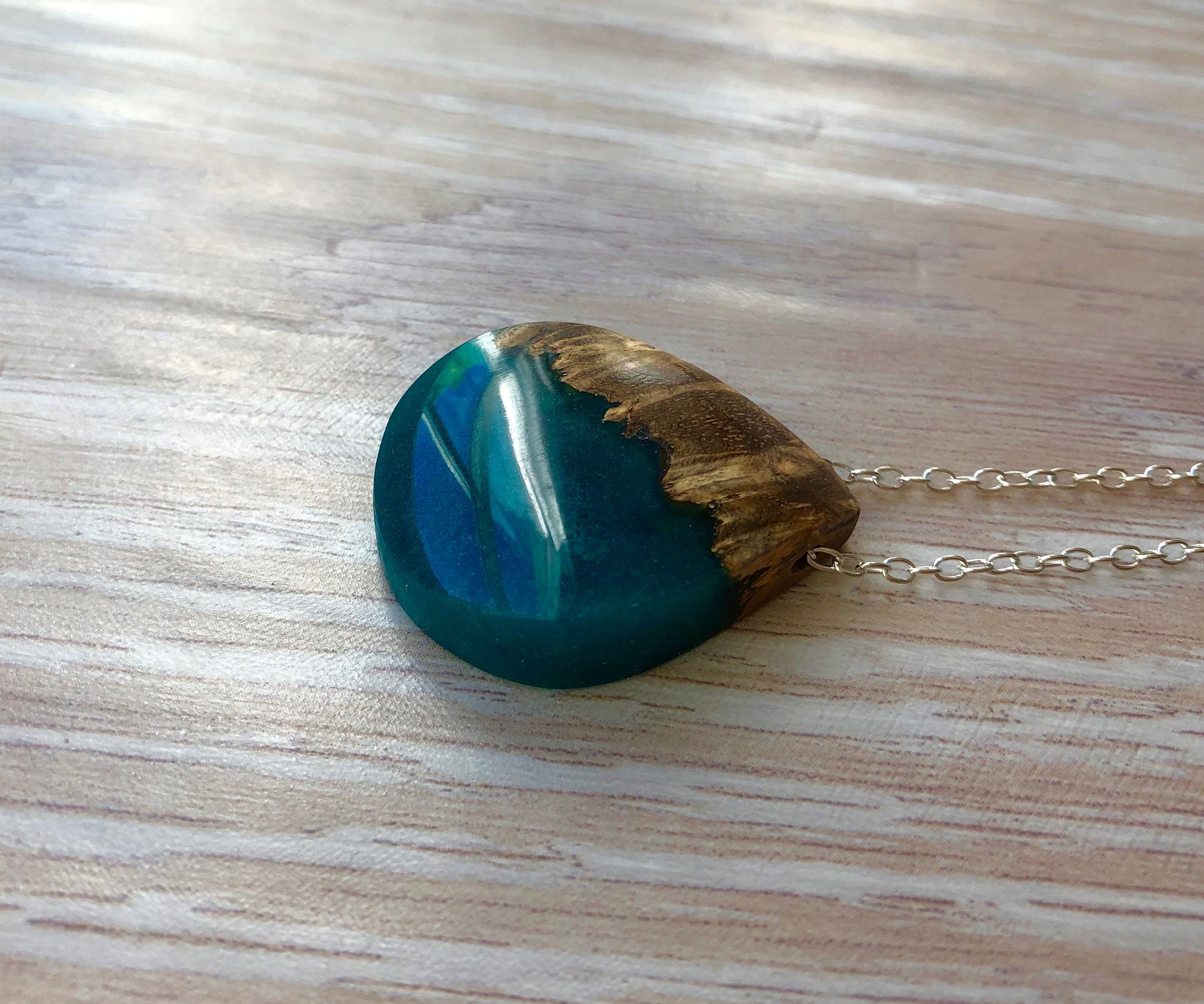 Burl Wood and Clear Blue Resin