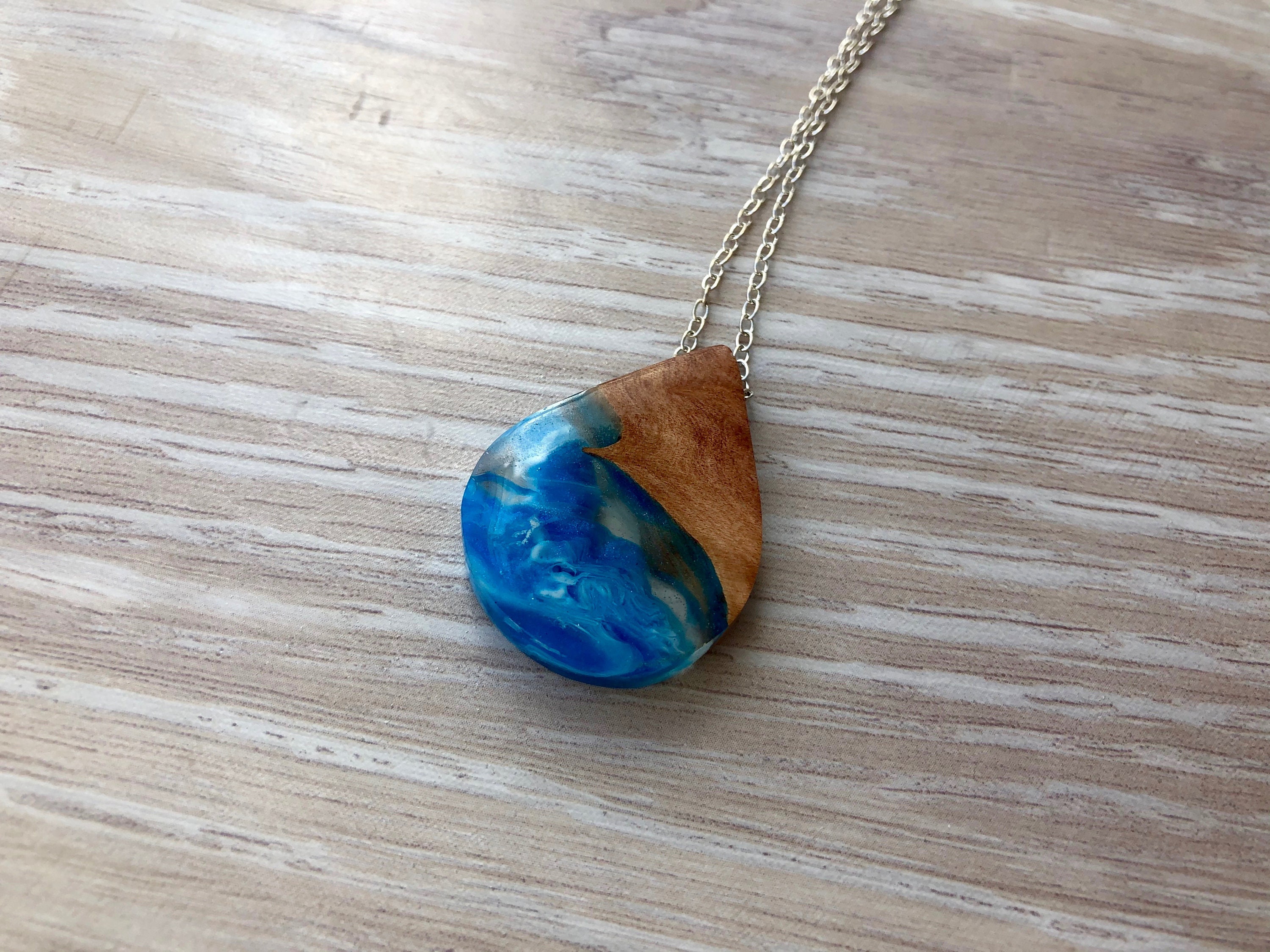 Burl Wood and Clear Blue Resin