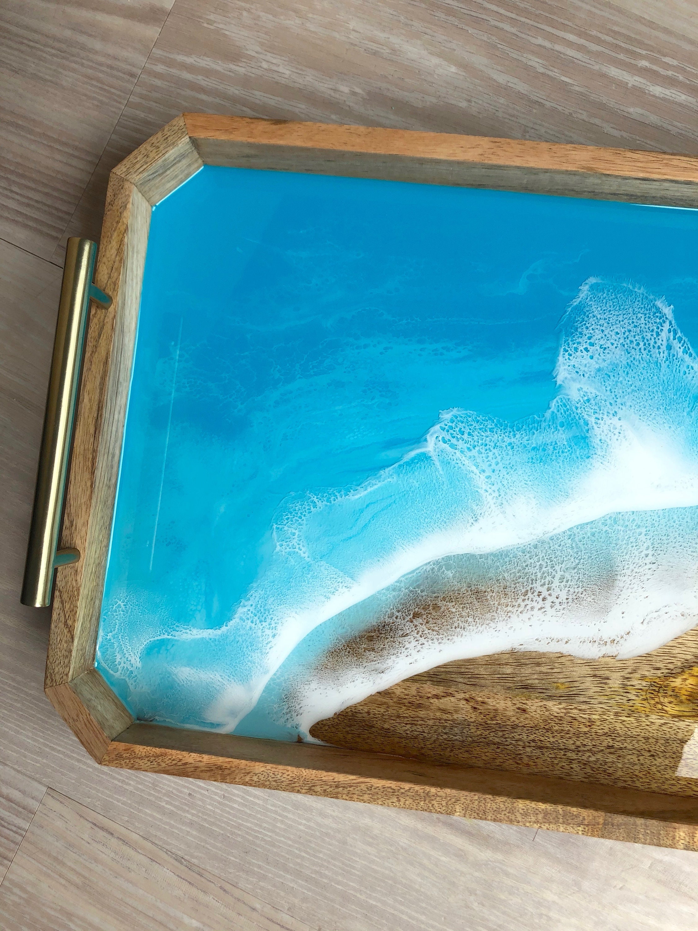 Decorative Mango Wood and Resin Tray