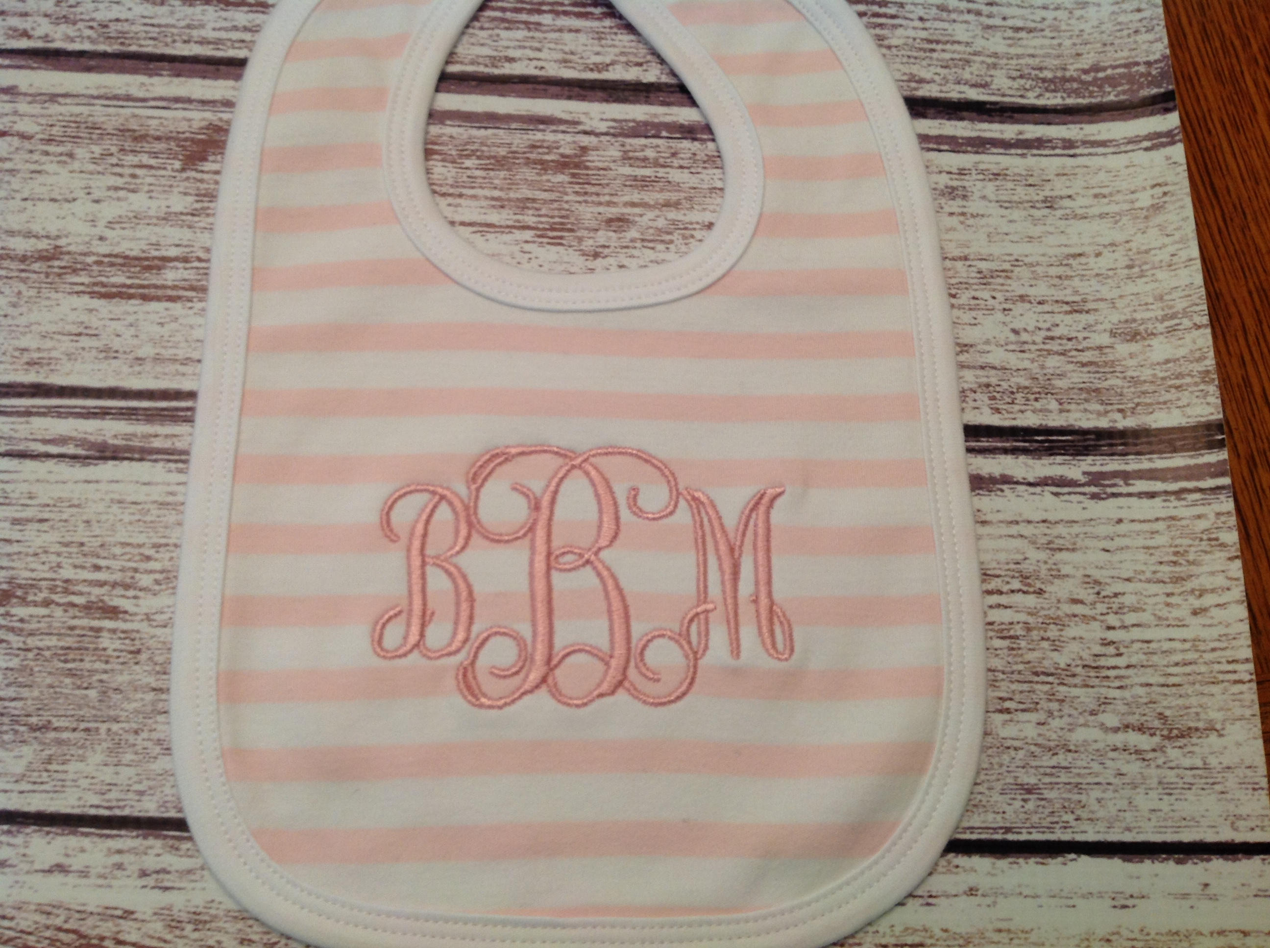 NEW ARRIVAL* Baby Girl Monogrammed Pink Striped Bib - Etsy